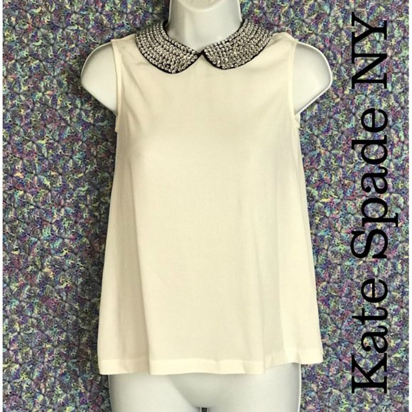 kate spade | Tops | Kate Spade New York White Embellished Top | Poshmark